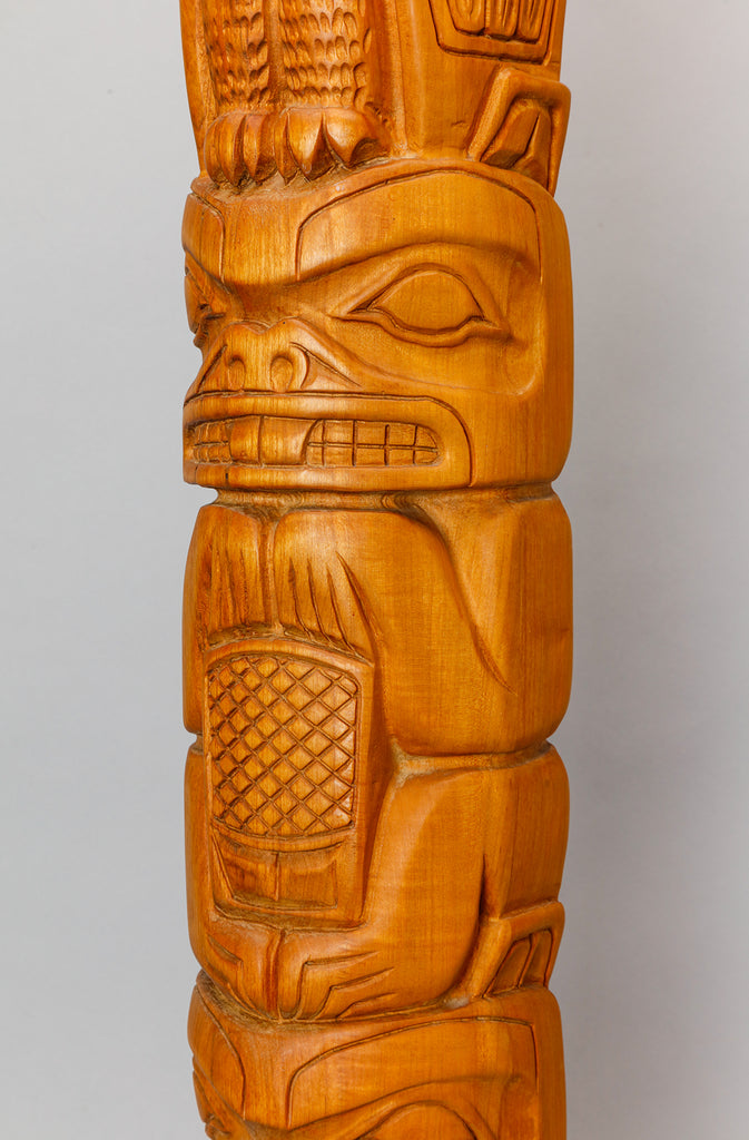 Model Totem Pole depicting Raven, Beaver, Bear with Copper, c. 1970 ...