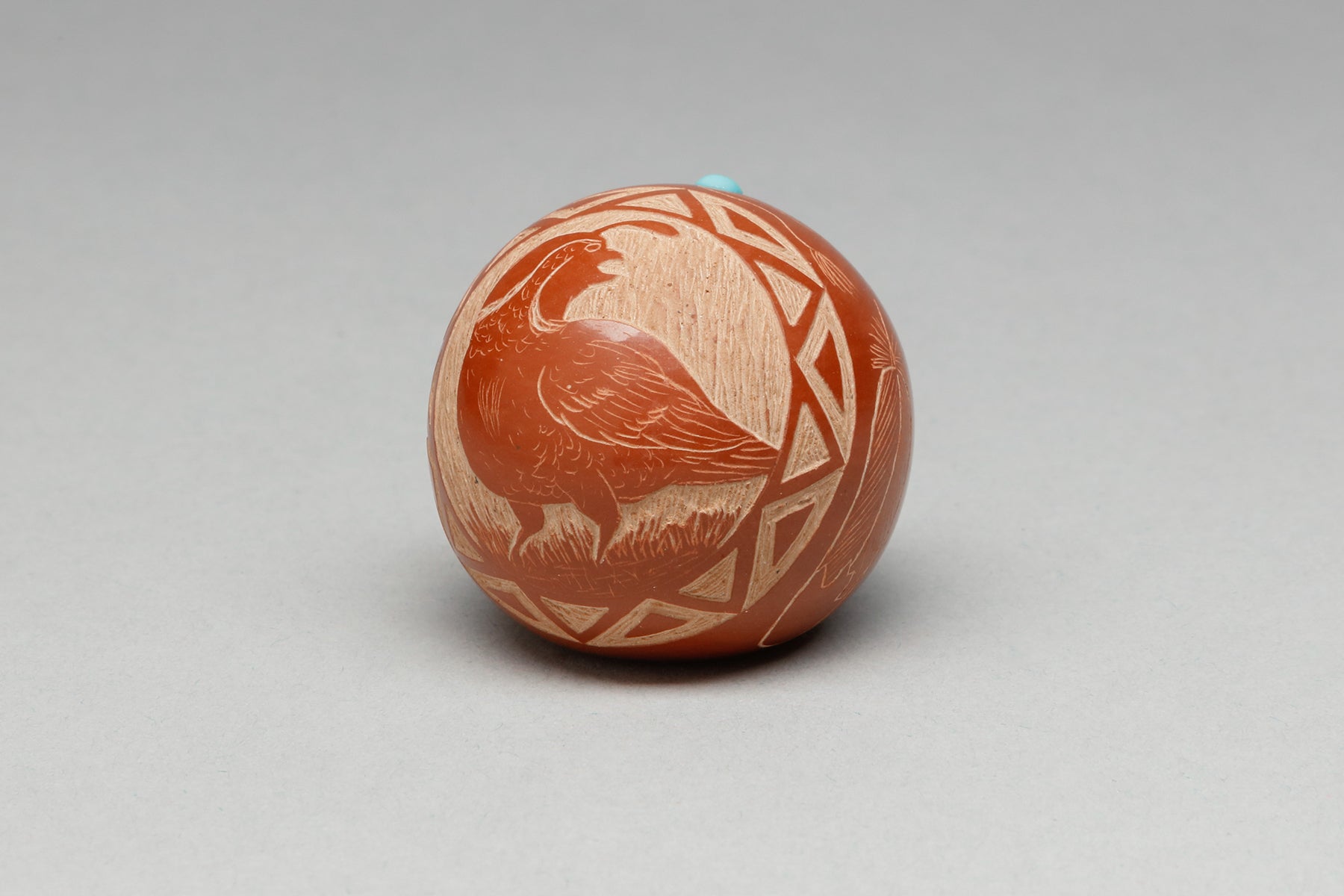 Incised Quail Pot by Elmer Red Starr, Sioux Nation – Quintana Galleries