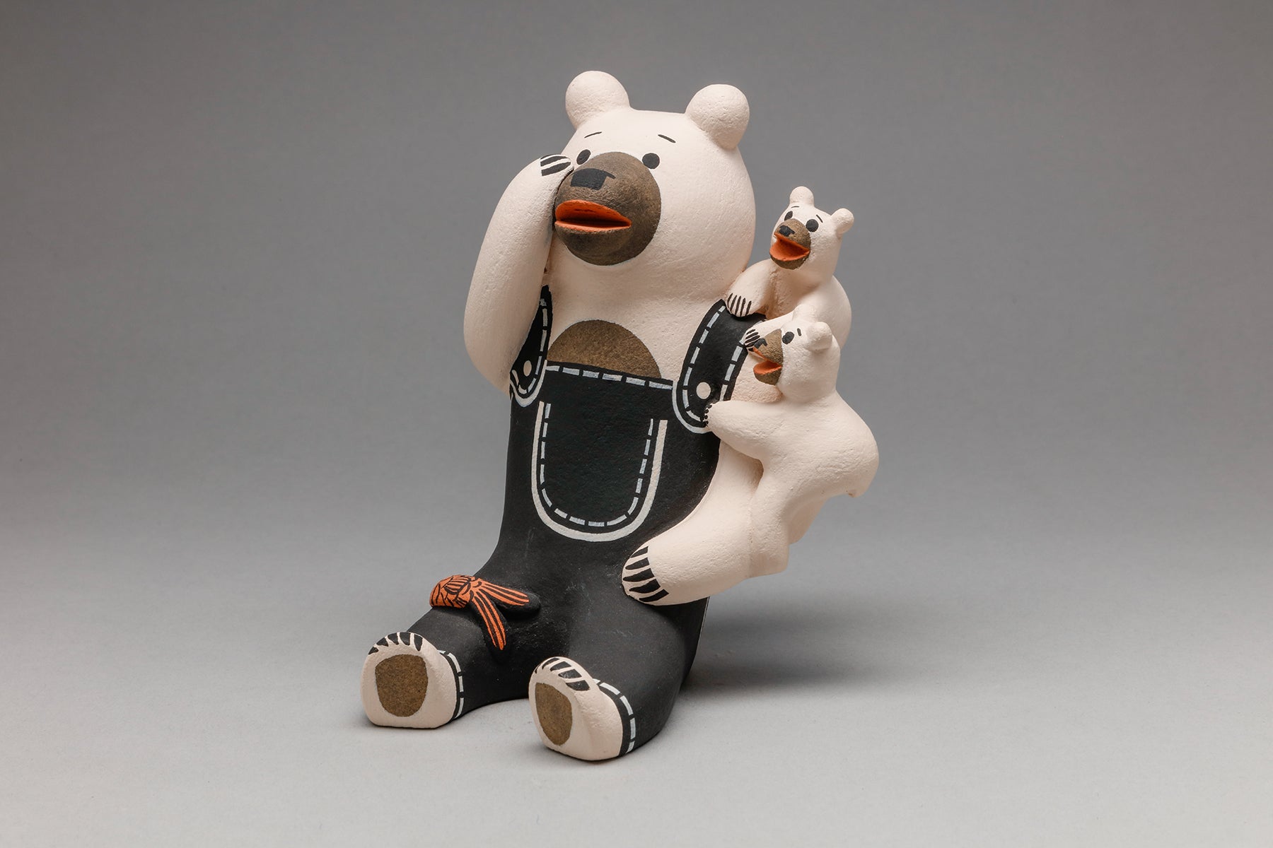 Bear Storyteller with 2 Cubs & a Fish by Dorothy Herrera, Cochiti Pueb ...