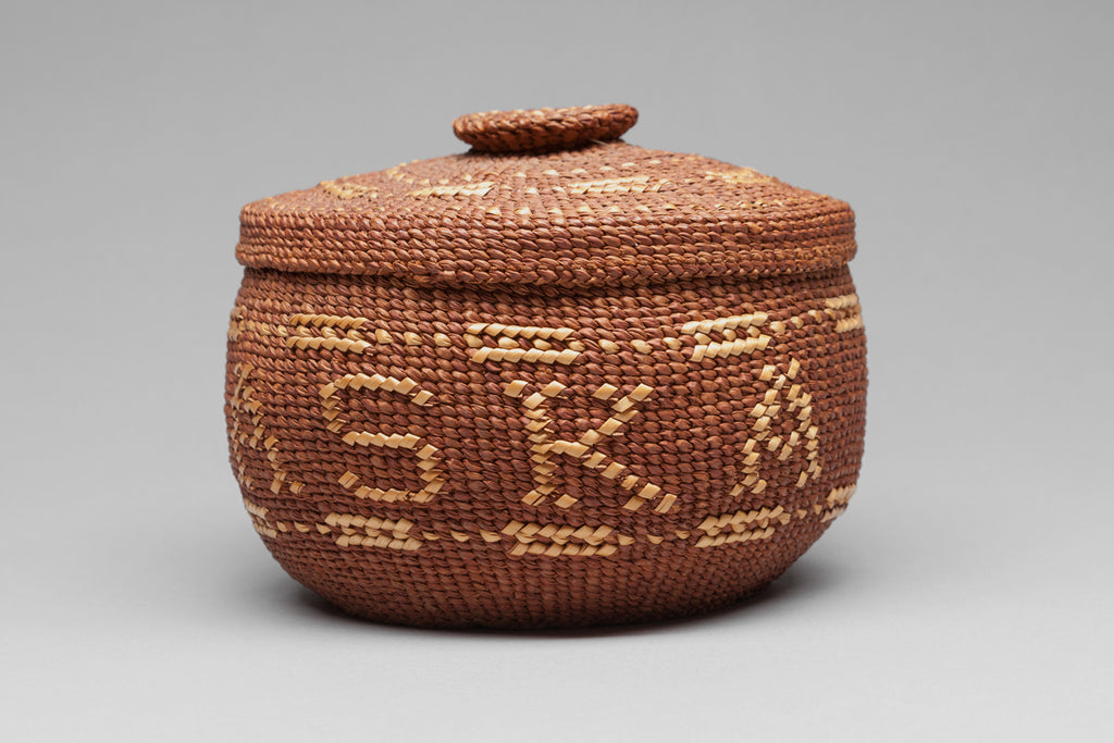 Tsimshian Lidded Basket with Butterfly, c. 1940 – Quintana Galleries