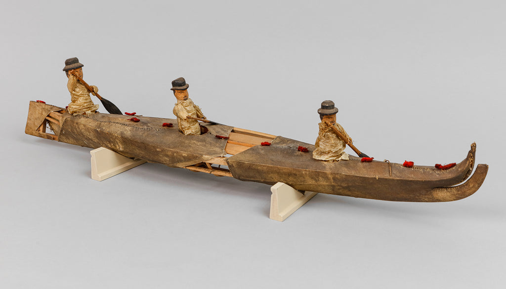 Rare Antique Kayak With Figures Late 19th Century Aleut Quintana